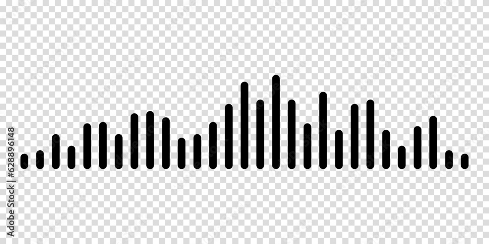 Black sound waves of the equalizer isolated on transparent background ...