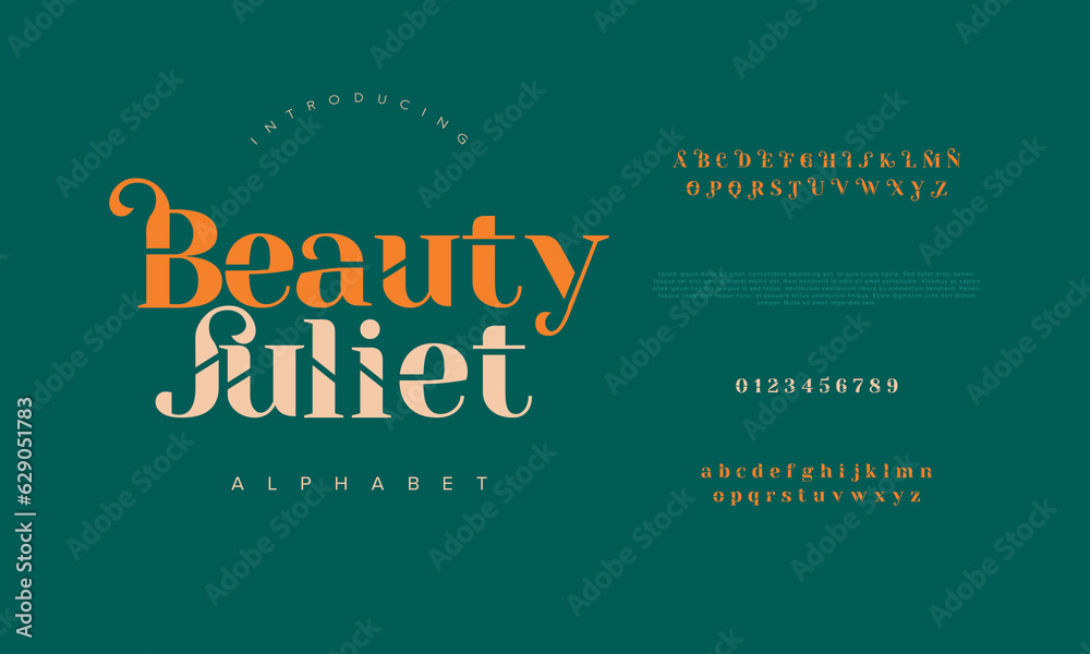 Beauty juliet premium luxury elegant alphabet letters and numbers ...