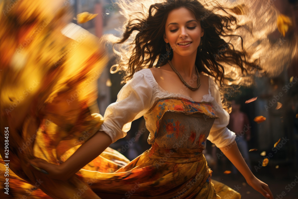Folkloric Splendor: A Young and Beautiful Portuguese Woman Dressed in ...