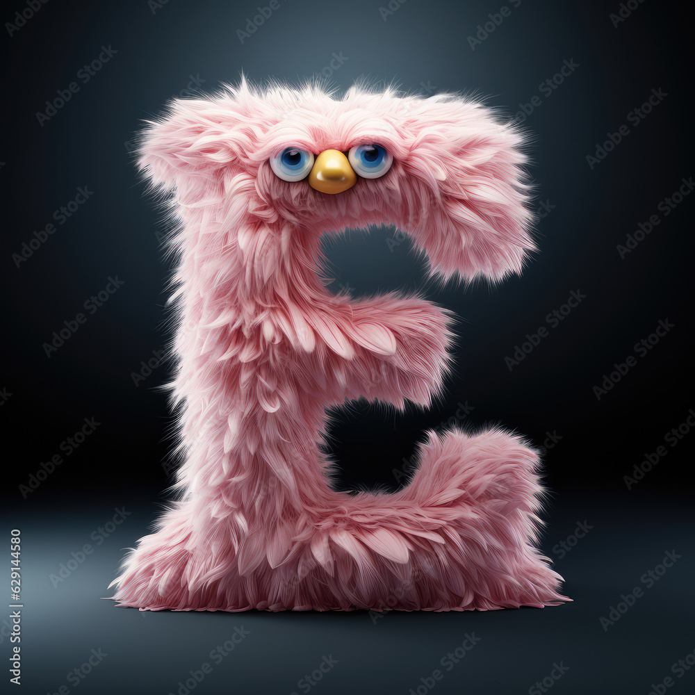 crazy mad funny cute tiny Monster In the form of the capital letter E ...