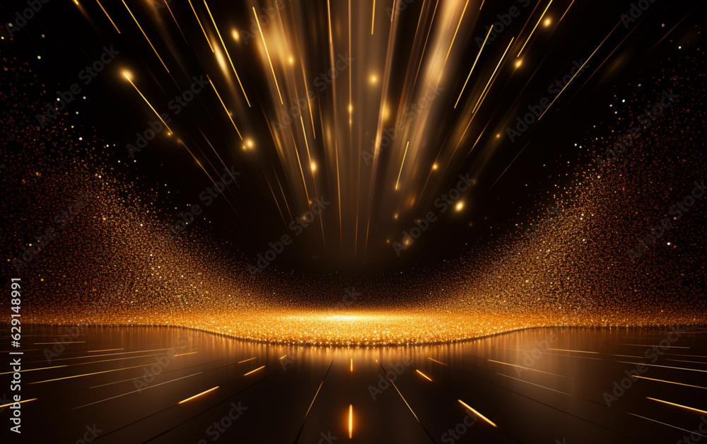 Stage shaped golden particle background Stock Illustration | Adobe Stock