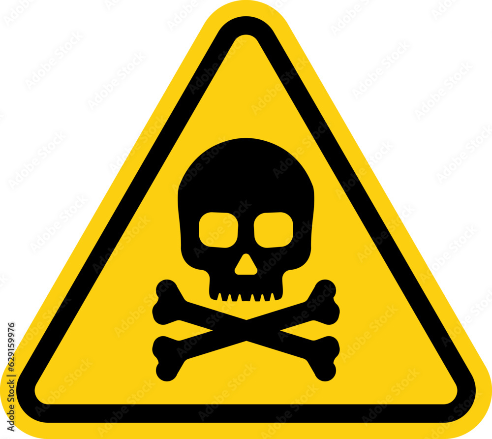 Danger sign with skull. Toxic, electricity or chemical Warning icon ...