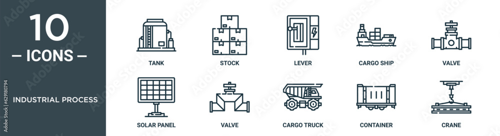 industrial process outline icon set includes thin line tank, stock ...