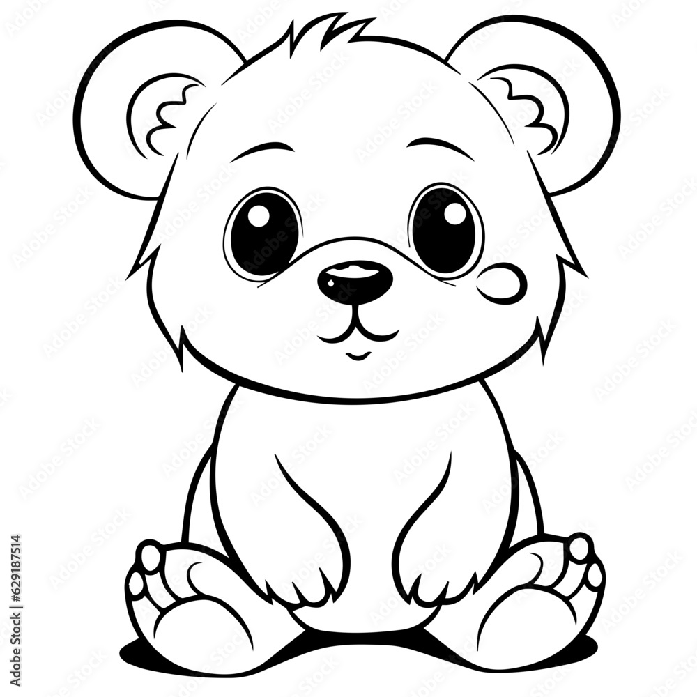 baby bear coloring page drawing Stock Vector | Adobe Stock