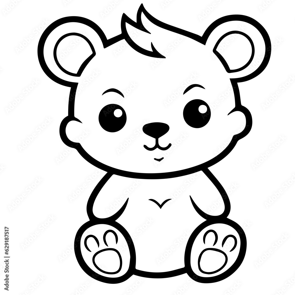 baby bear coloring page drawing Stock Vector | Adobe Stock