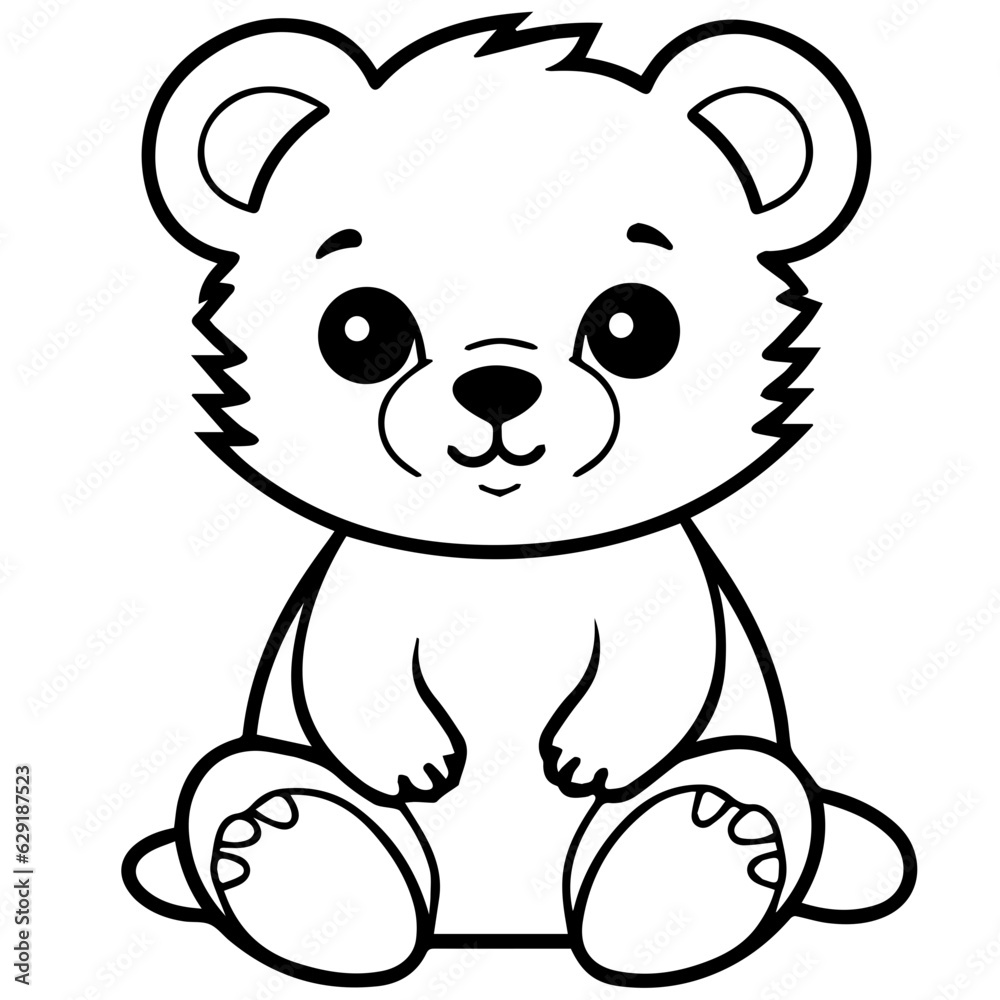 baby bear coloring page drawing Stock Vector | Adobe Stock