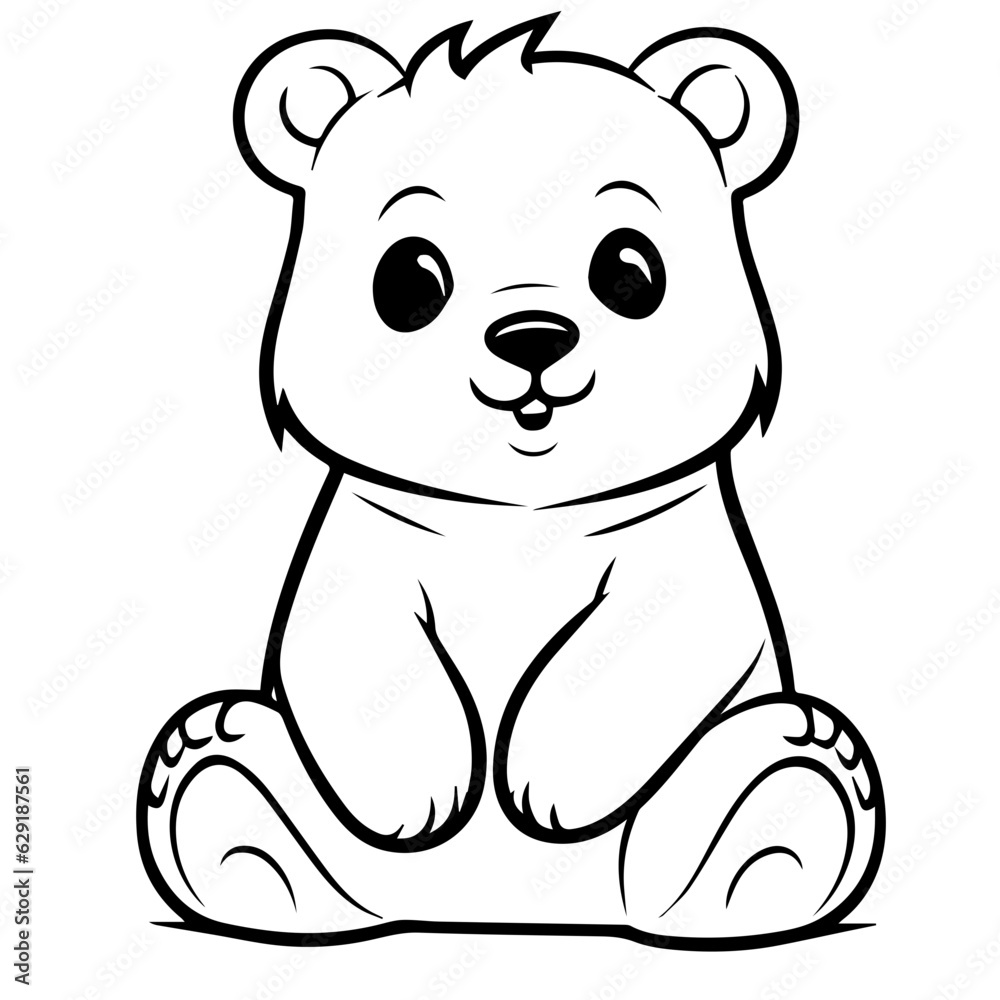 baby bear coloring page drawing Stock Vector | Adobe Stock