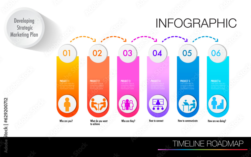 Vector de Stock Infographic 6 step develop marketing strategic plan and ...