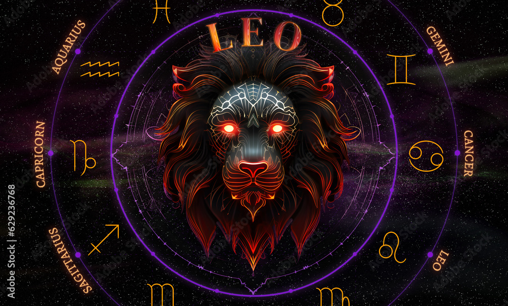 Leo. Zodiac sign. Illustration of the Leo symbol of the horoscope over ...