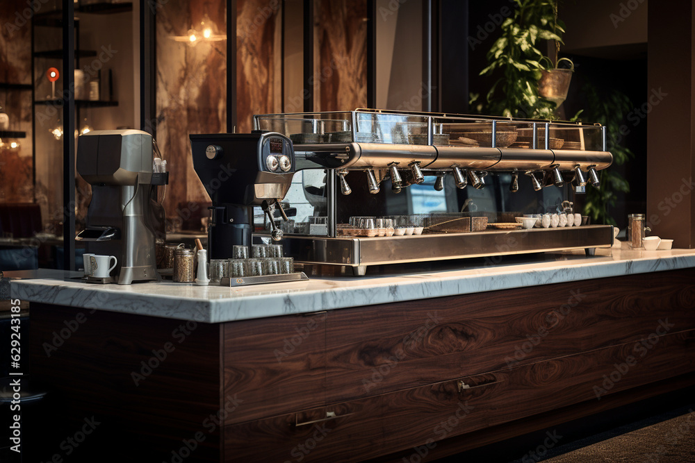 Design an elegant coffee station within the restaurant kitchen, with ...
