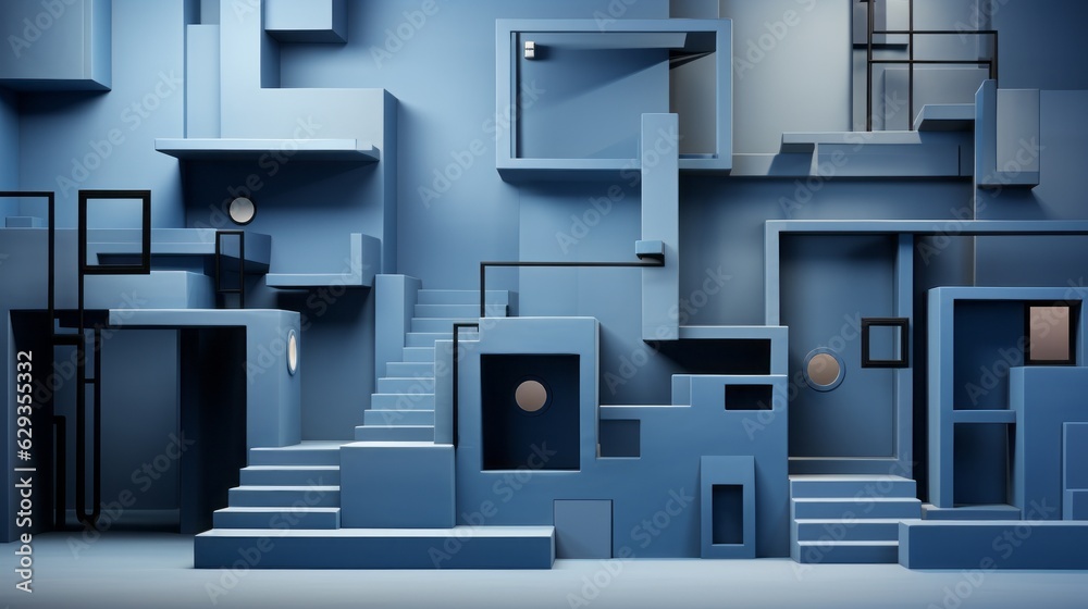 Brutalist building with bold minimal color scheme. Generative AI. Stock ...