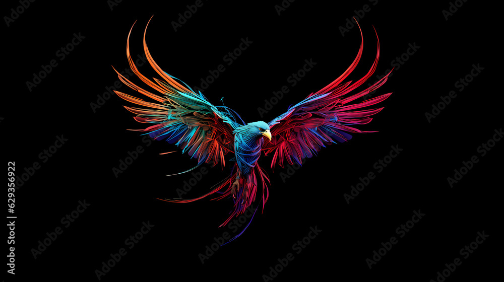 Hawk Animal Plexus Neon Black Background Digital Desktop Wallpaper HD ...