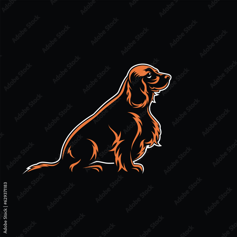 เวกเตอร์ Stock Cocker Spaniel Silhouette Vector, Retro Logo, Vintage ...
