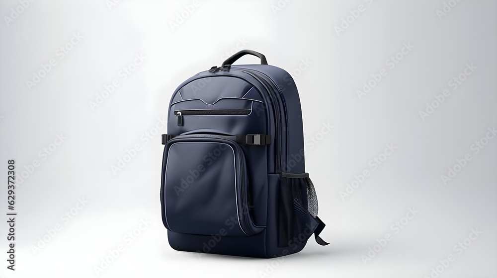 Navy backpack isolated on a white background Back to school, education ...