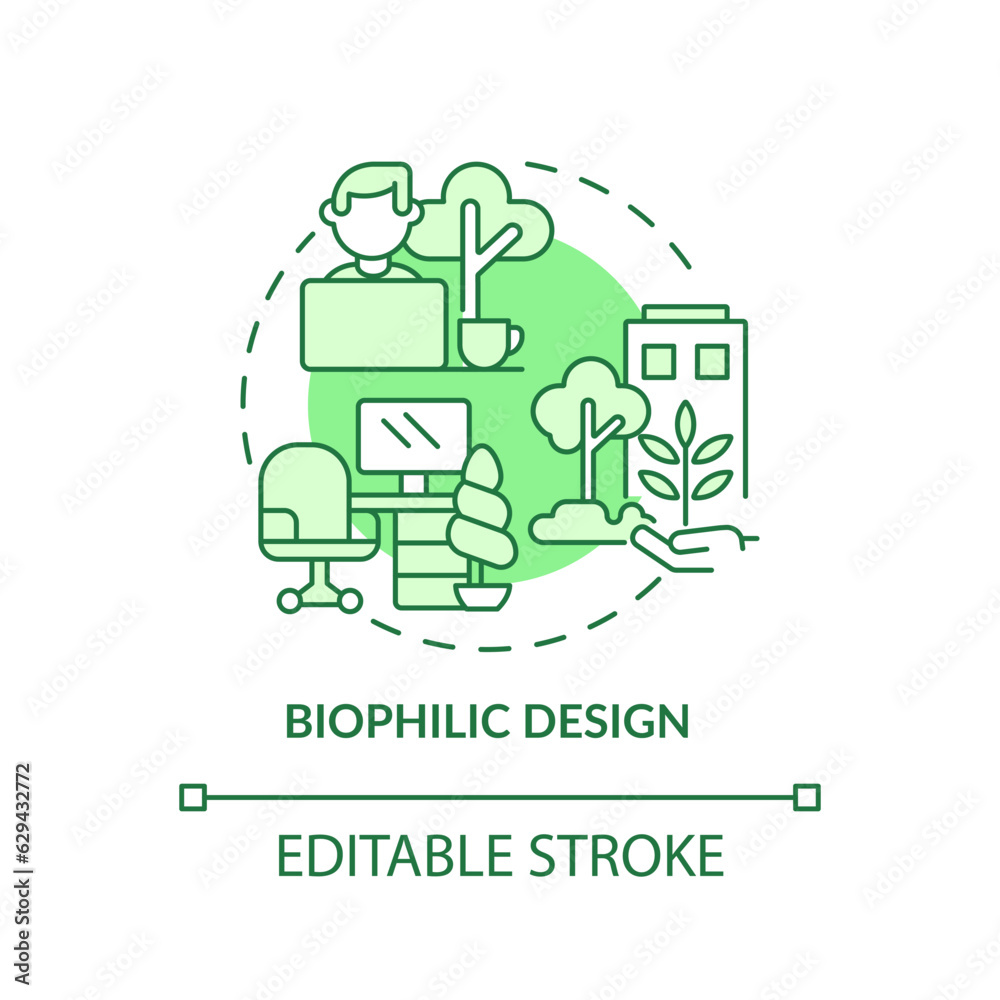 Editable biophilic design green icon concept, isolated vector ...