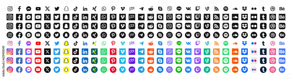 Set of social media icons. Social network vector symbols. Stock Vector ...