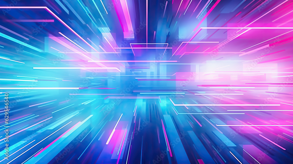 Abstract blue, mint and pink background with interlaced digital glitch ...