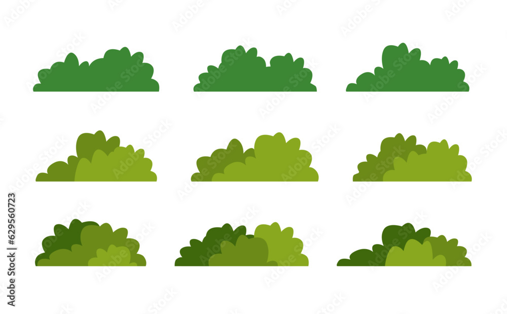 Cartoon bush collection. Set of bushes isolated vector illustration ...