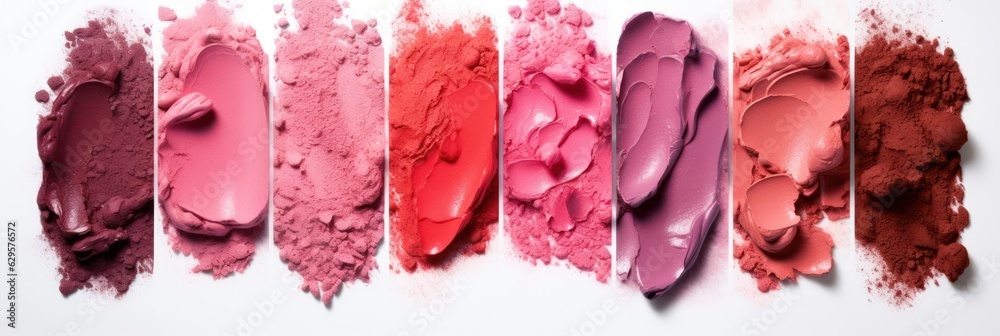 Artistic lipstick strokes set on white background. Alluring cosmetic ...