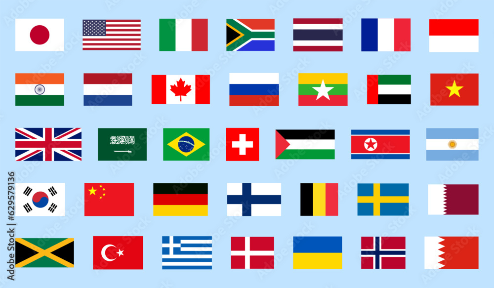 vector collection of flags of various countries Stock Vector | Adobe Stock