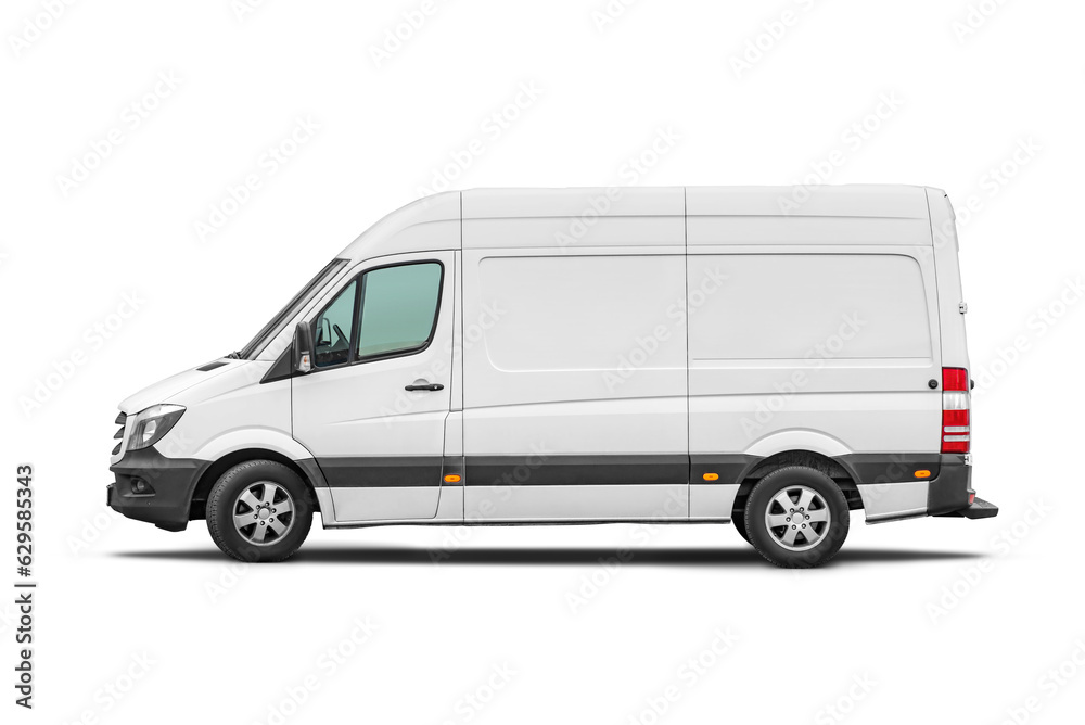 Delivery van side view isolated. Side view of a modern cargo short-base ...