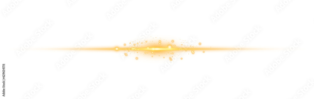 Yellow horizontal lens flares. Laser beams, horizontal light rays ...