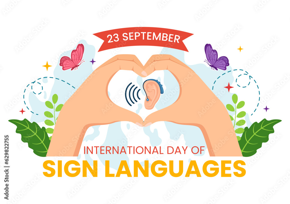 International Day of Sign Languages Vector Illustration with People ...