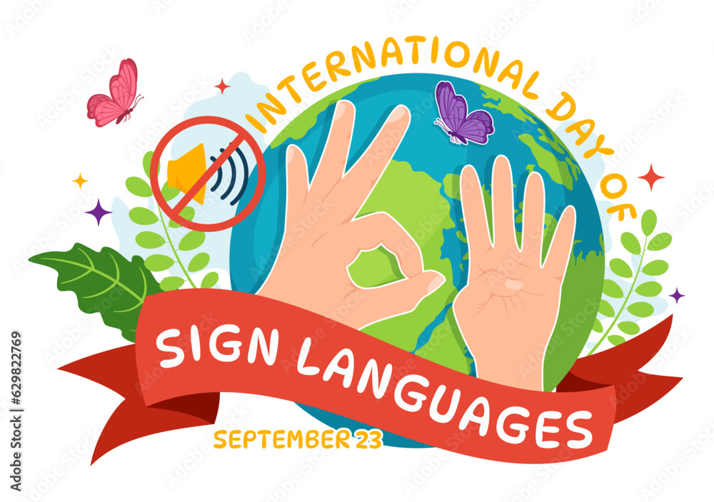 Vector de Stock International Day of Sign Languages Vector Illustration ...