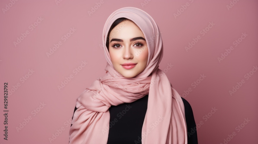 Woman in traditional Muslim clothing, smiling. Beautiful woman looking ...