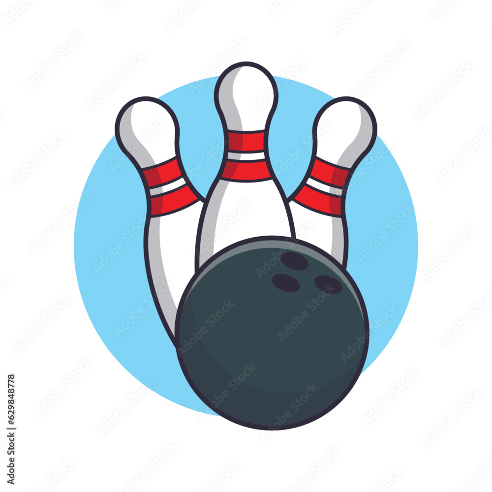 Bowling ball and pins cartoon vector illustration. Vector cartoon ...
