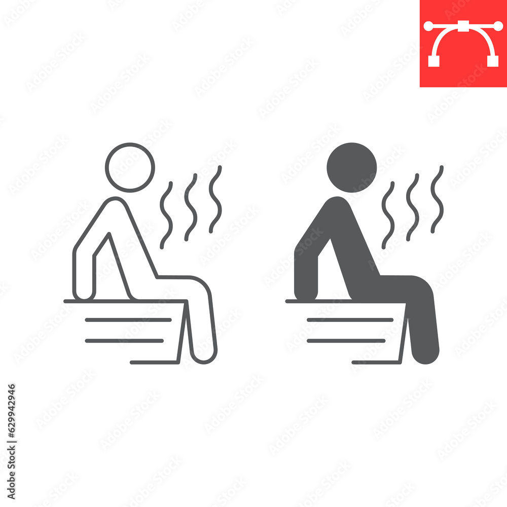 Sauna line and glyph icon, SPA and fitness, steam room vector icon ...