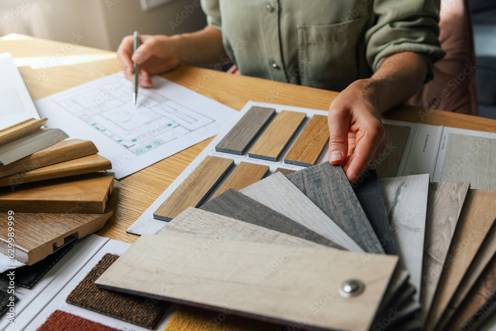 interior designer working on new house design project in office ...
