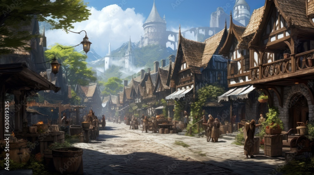 Fantasy RPG Village Game Artwork Stock Illustration | Adobe Stock