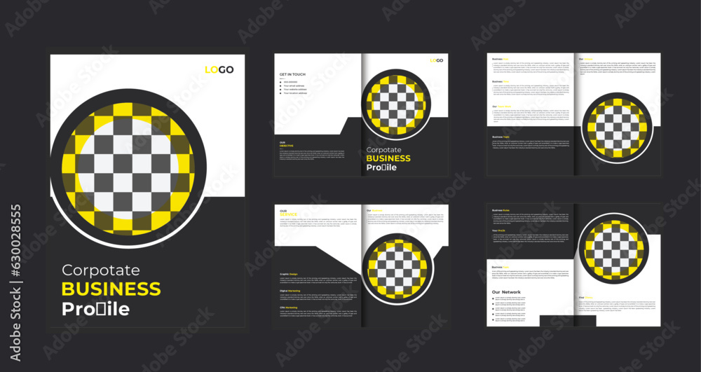 Black and yellow color layout template borchure design for company ...