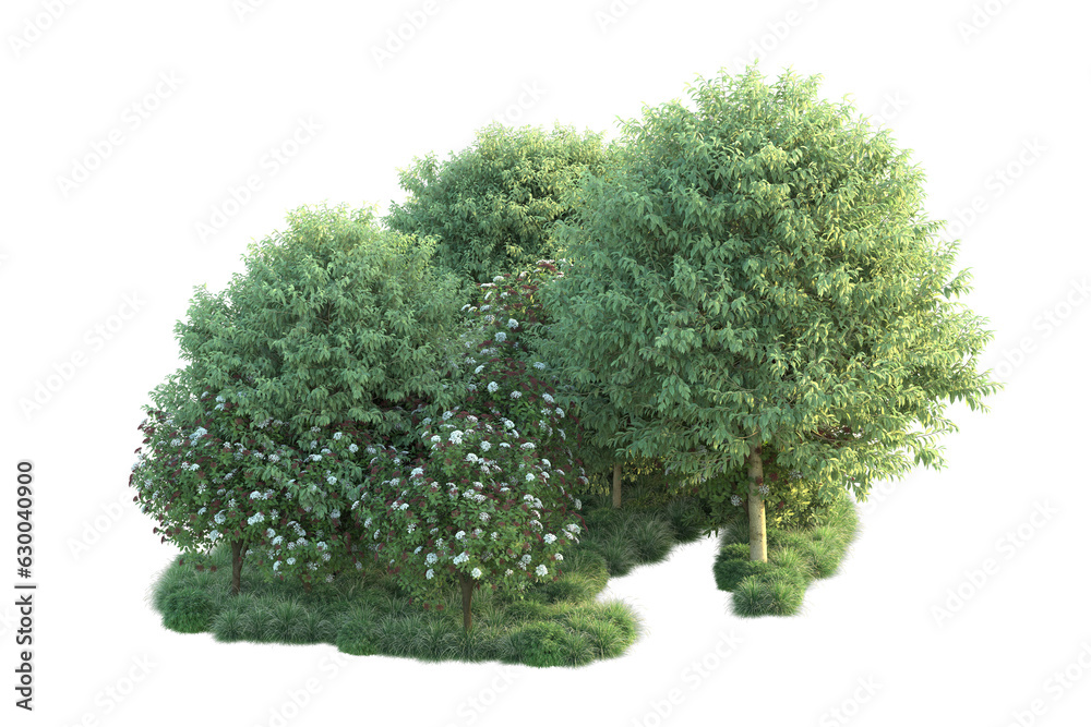 Green landscape isolated on transparent background. 3d rendering ...