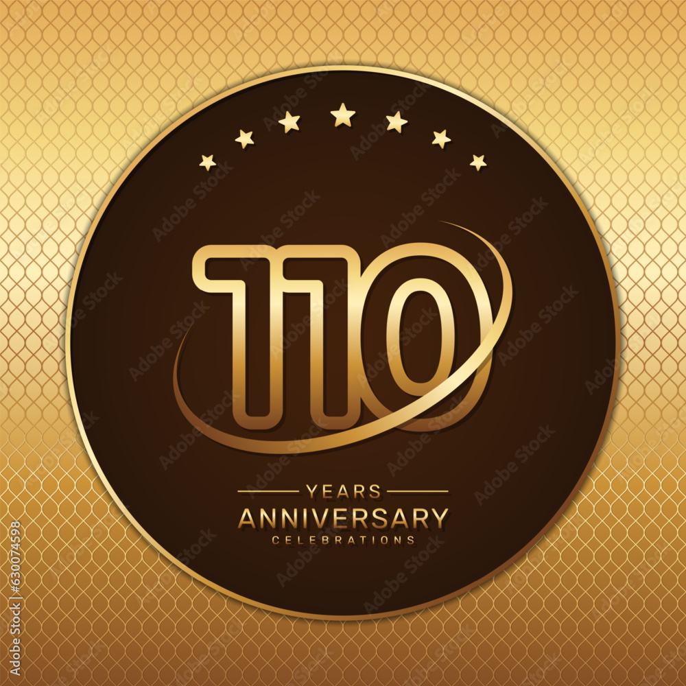110th anniversary logo with a golden number and ring isolated on a ...