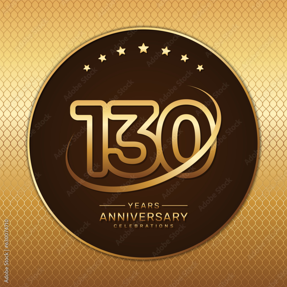 130th anniversary logo with a golden number and ring isolated on a ...