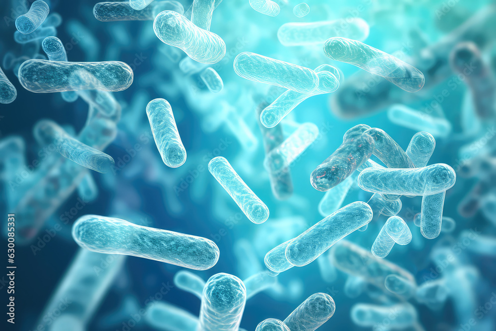 Lactic Acid Bacteria Genome Database. Light blue color. Microscope shot ...