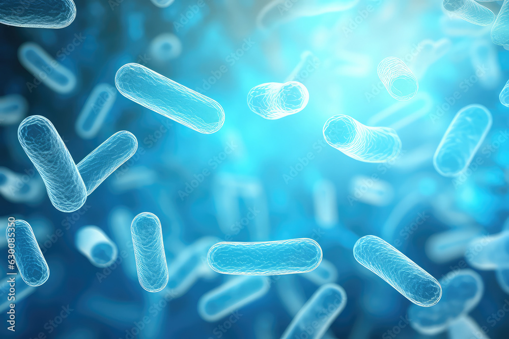 Lactic Acid Bacteria Genome Database. Light blue color. Microscope shot ...