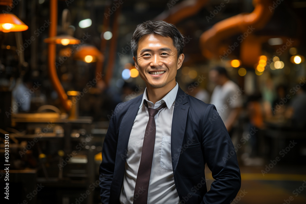Asian male EHS manager in a manufacturing environment. Business ...
