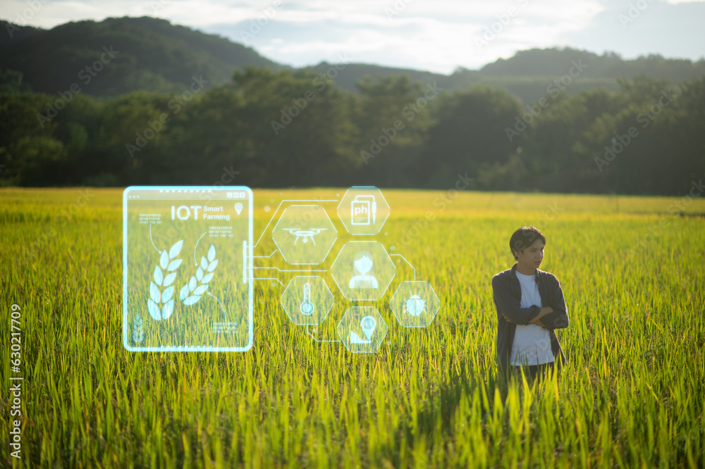 Smart Farming with IoT Rice Farming with Infographics Smart agriculture and precision ...
