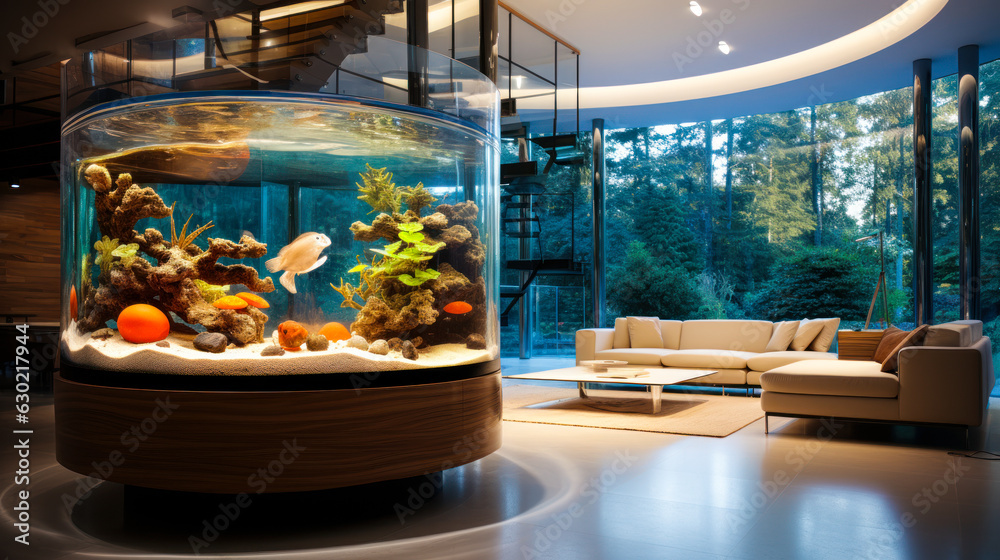 Aquatic Life at Home: Modern Fish Tank Design Stock Illustration ...