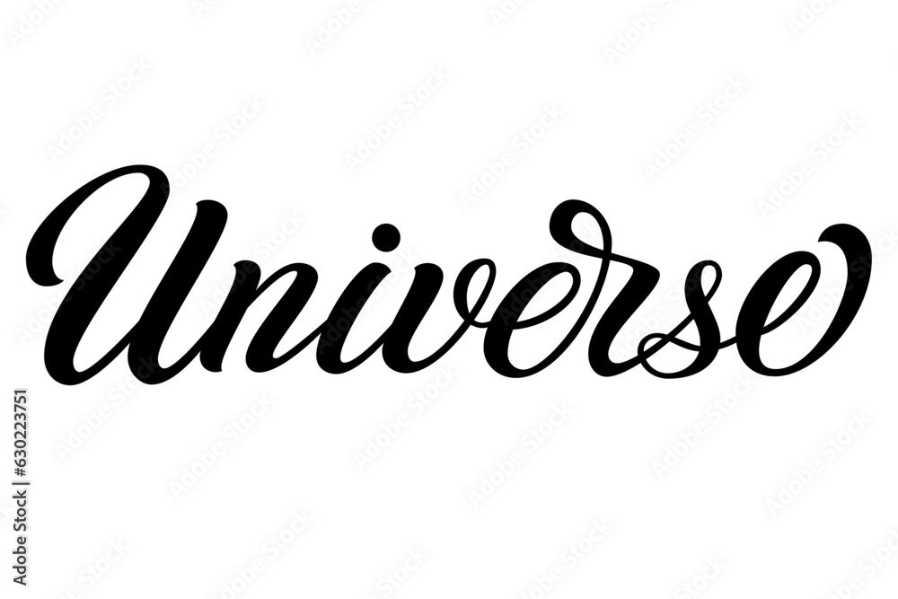 Universe black ink hand lettering, vintage letters, handwritten ...