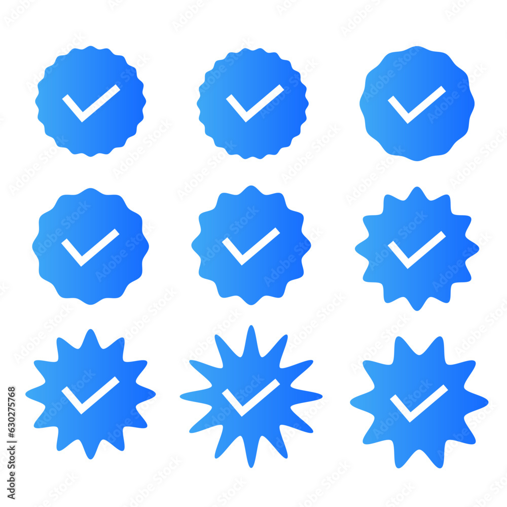 Profile verification concept icons set, verified checked icons collection, social media vector ...