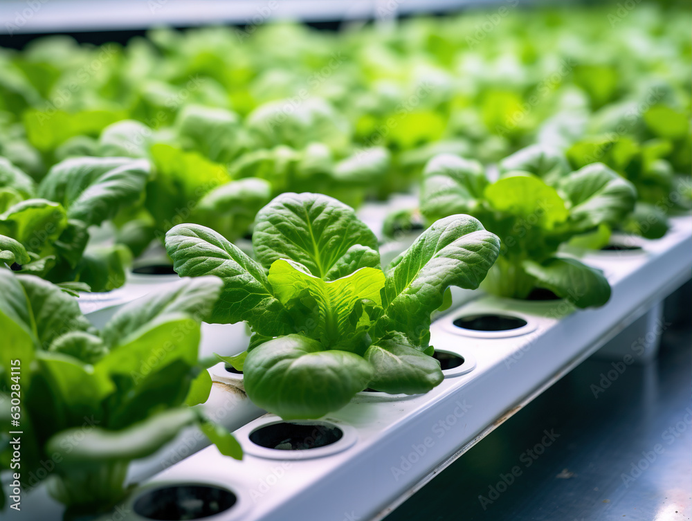 Hydroponic Farming: A close-up of hydroponic plants growing without ...