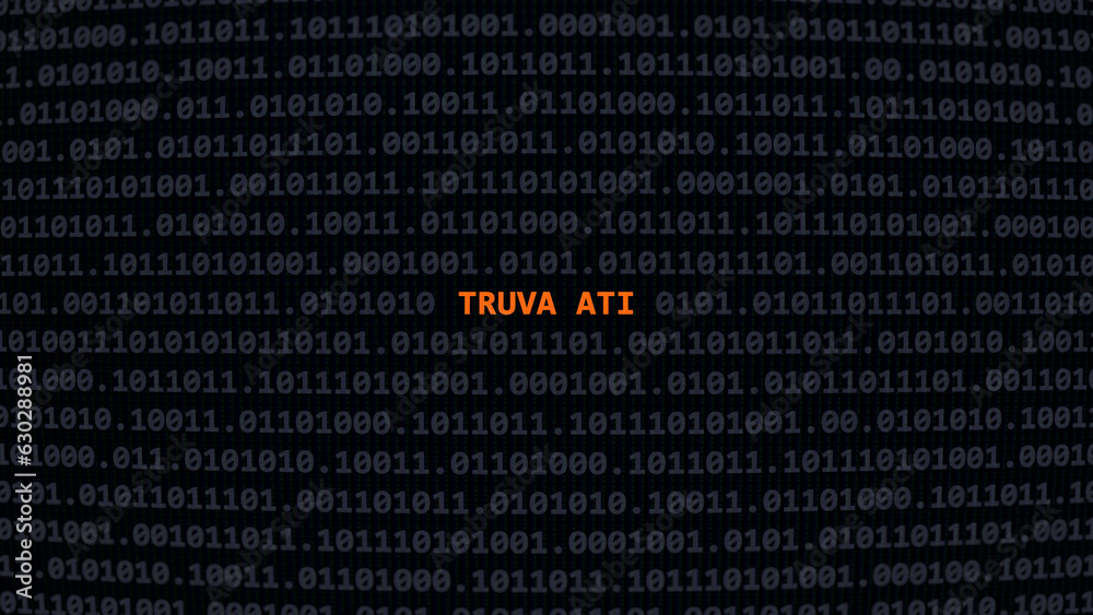 Cyber attack. Translation: trojan horse. Vulnerability text in binary system ascii art style ...