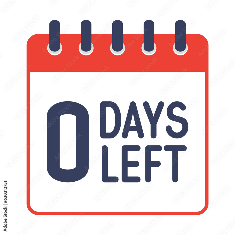 0,zero days left icon,countdown daily page calendar template vector ...