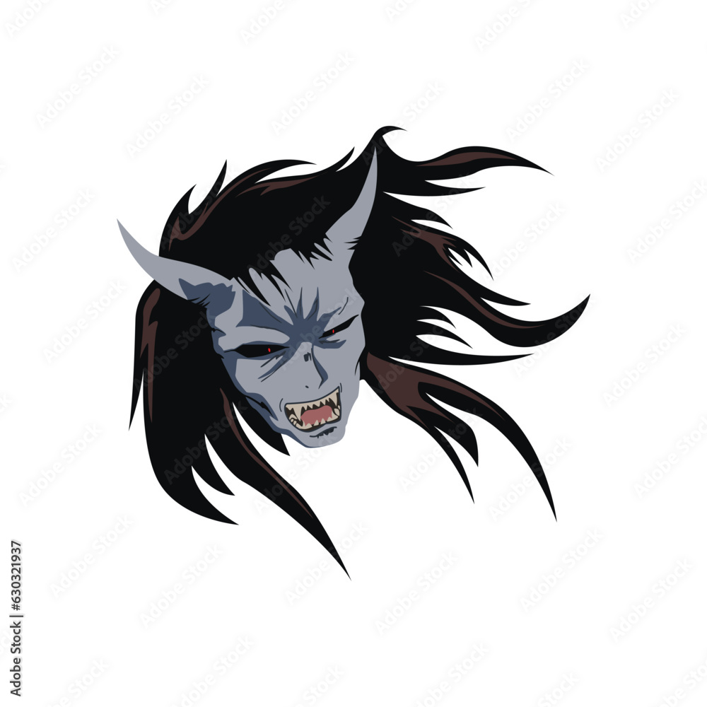 Devil face character design in anime cartoon, vector illustration ...