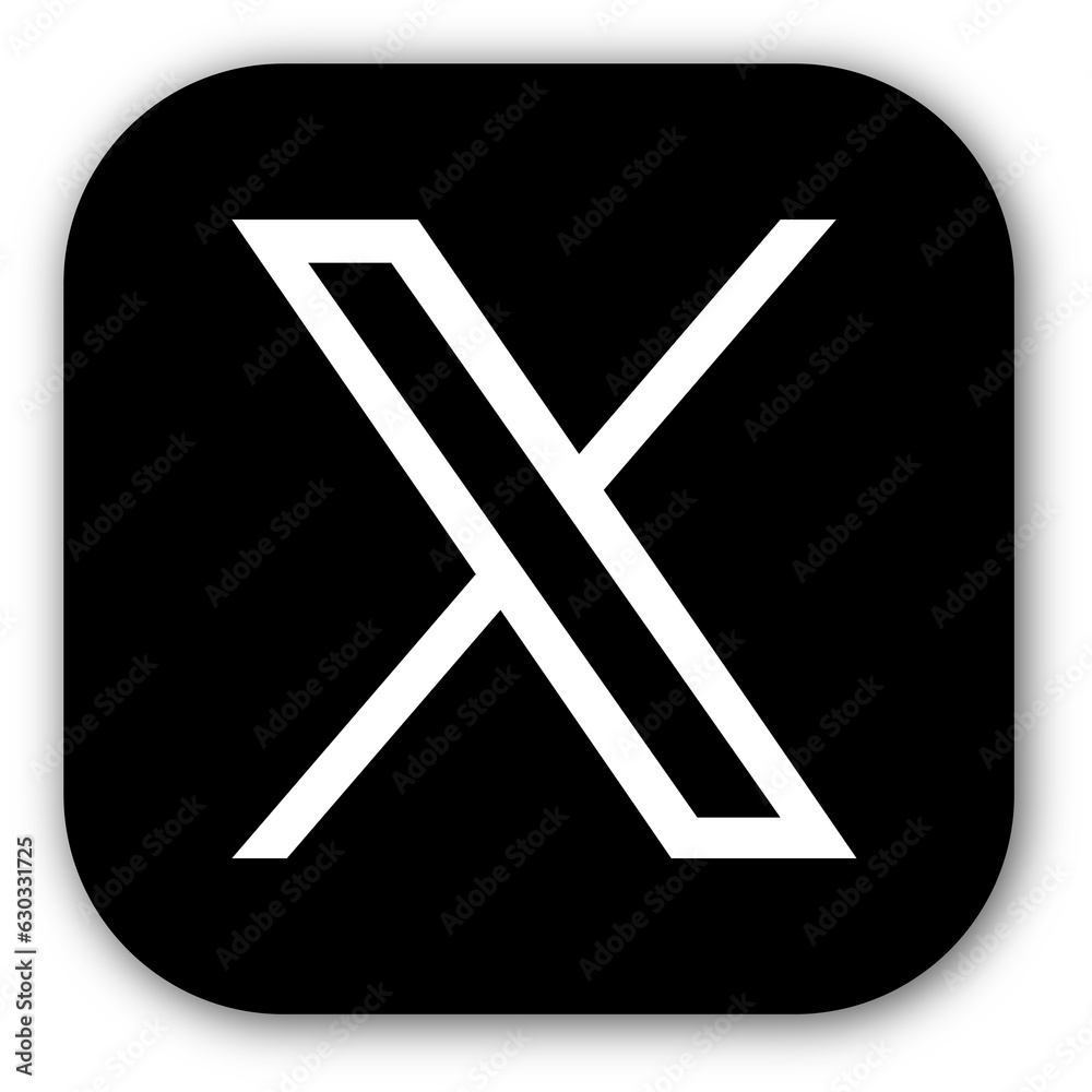 New Twitter X social network icon on transparent background with ...