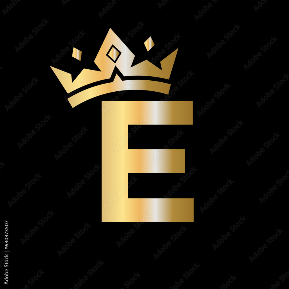 Letter E Crown Logo. Crown Logo on Letter E Vector Template for Beauty ...